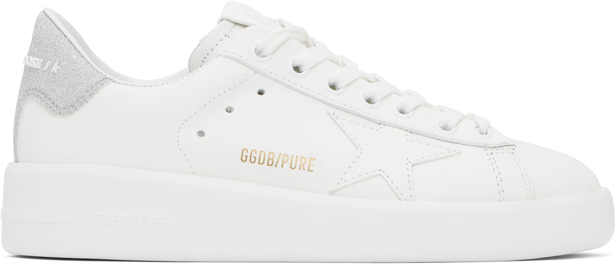 Golden Goose White & Silver Purestar Sneakers Golden Goose Deluxe Brand