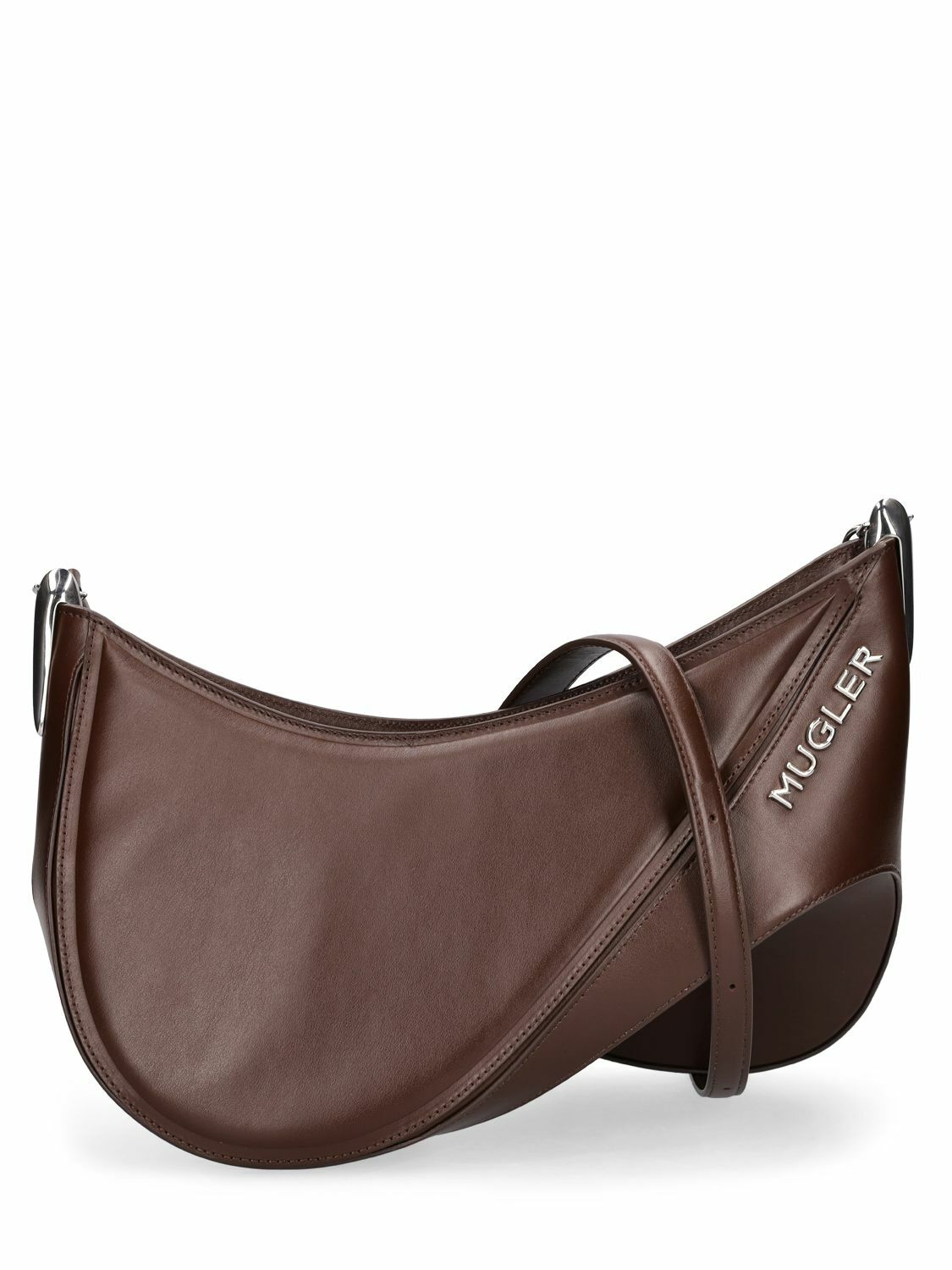 MUGLER - Large Leather Spiral Curve Shoulder Bag Mugler