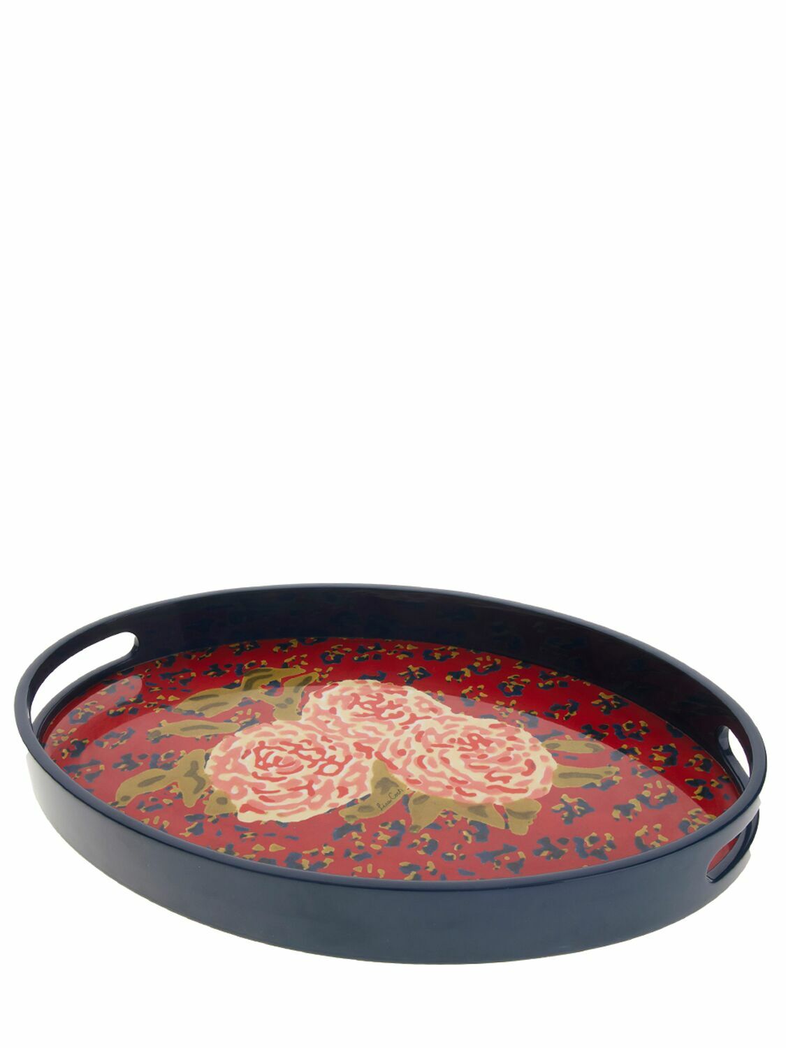 LISA CORTI Leopard Flower Red Lacquered Tray Lisa Corti