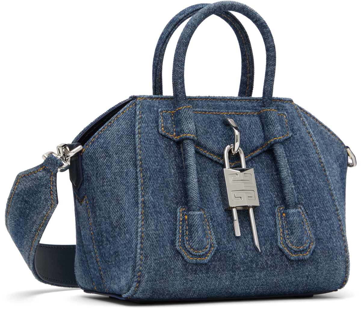 Givenchy Blue Denim Antigona Lock Toy Bag Givenchy