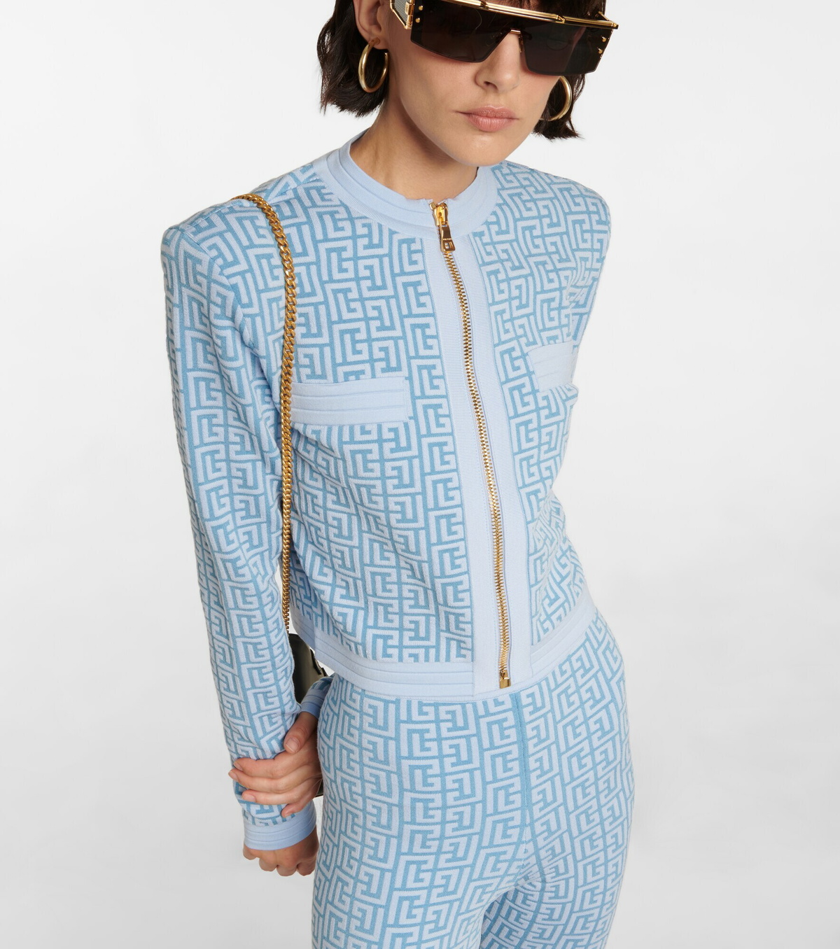 Balmain - Monogram jacquard zip cardigan Balmain