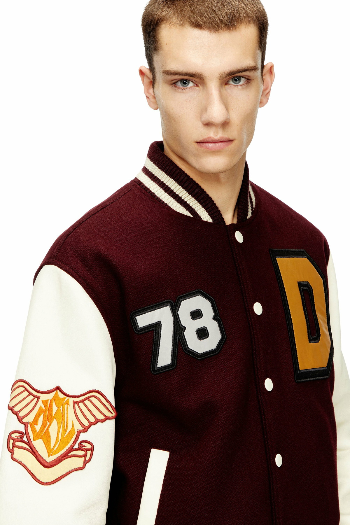 Diesel Varsity jacket in wool and leather - Leather jackets Mens in ...