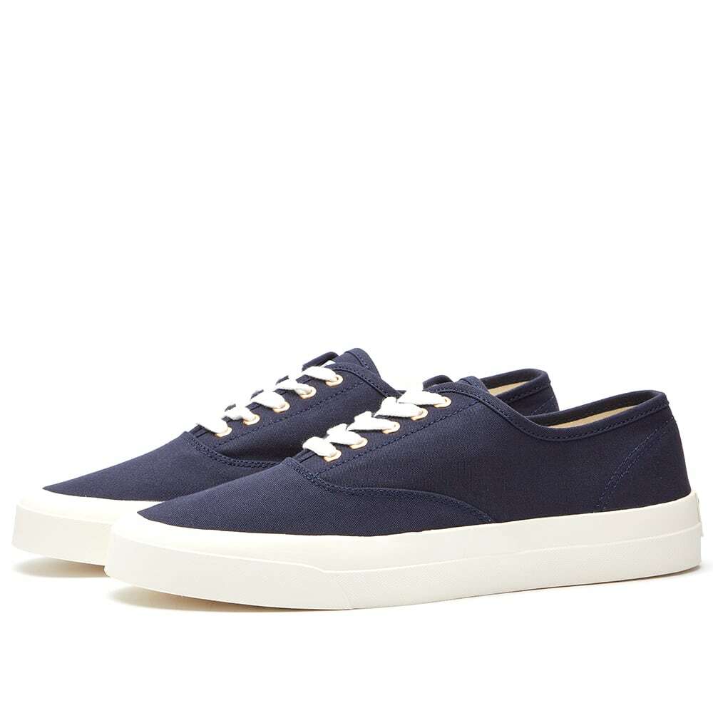 Maison Kitsuné Men's Canvas Laced Sneakers in Navy Maison Kitsune