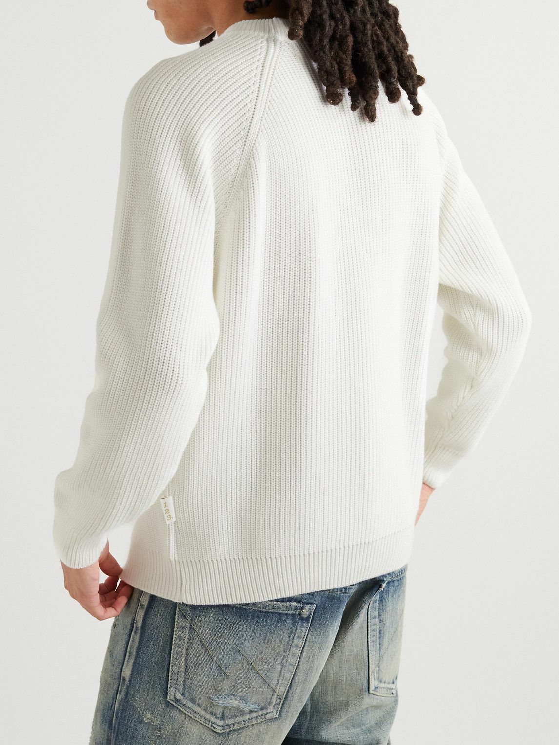 Abc. 123. - Logo-Embroidered Ribbed Cotton Sweater - White Advisory ...