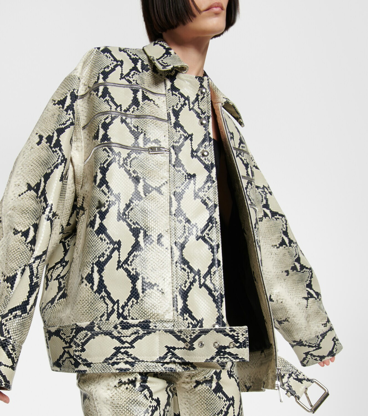 Khaite Tania python-effect leather jacket Khaite