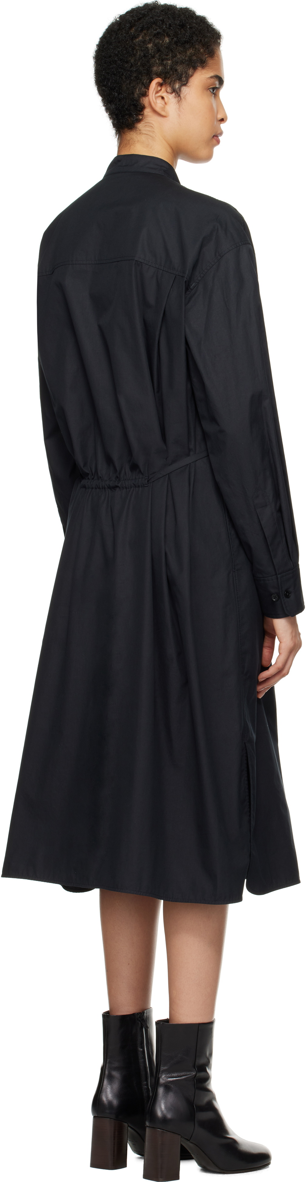 LEMAIRE Black Drawstring Shirt Midi Dress Lemaire