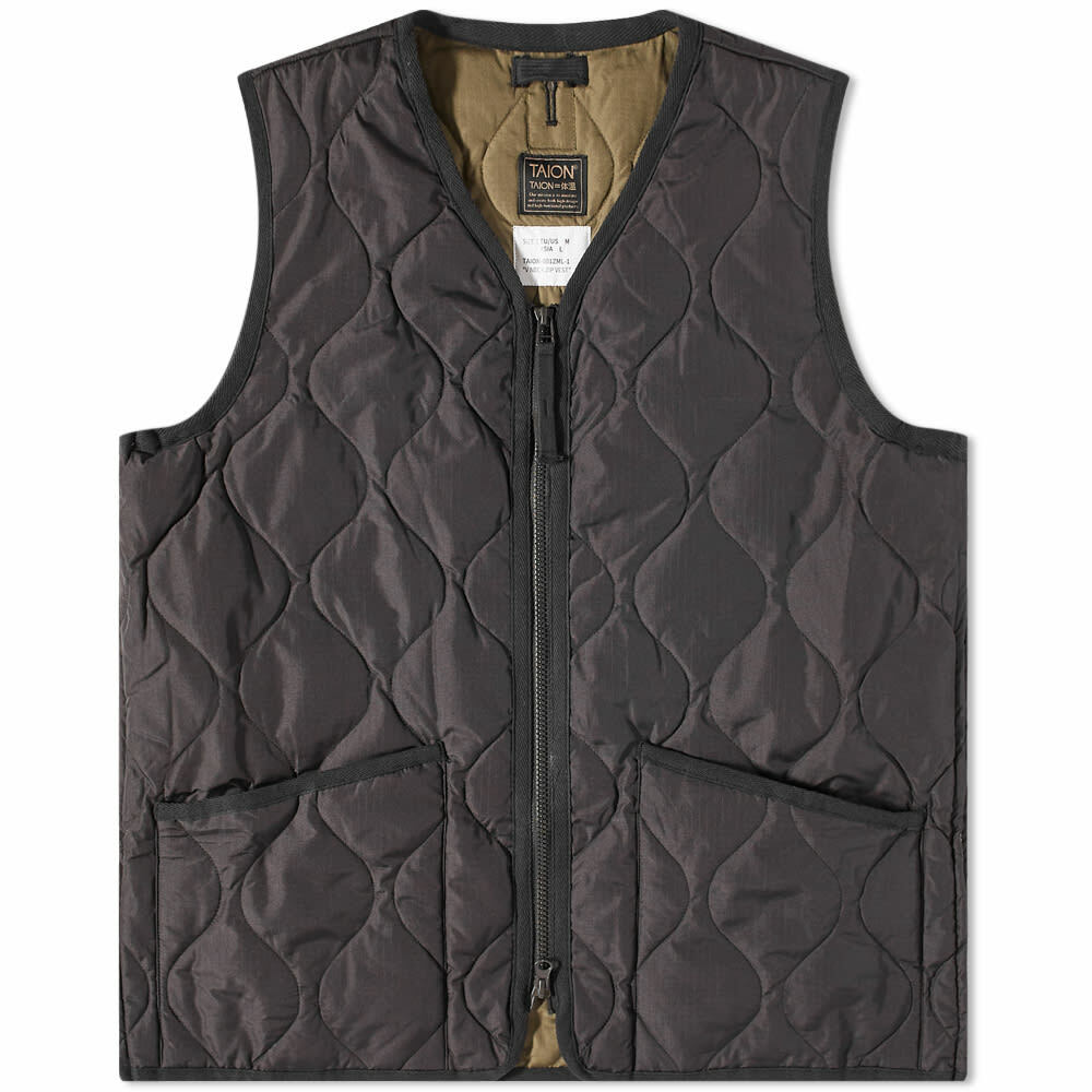 Taion Men's Military Zip V-Neck Down Vest in Black Taion Extra