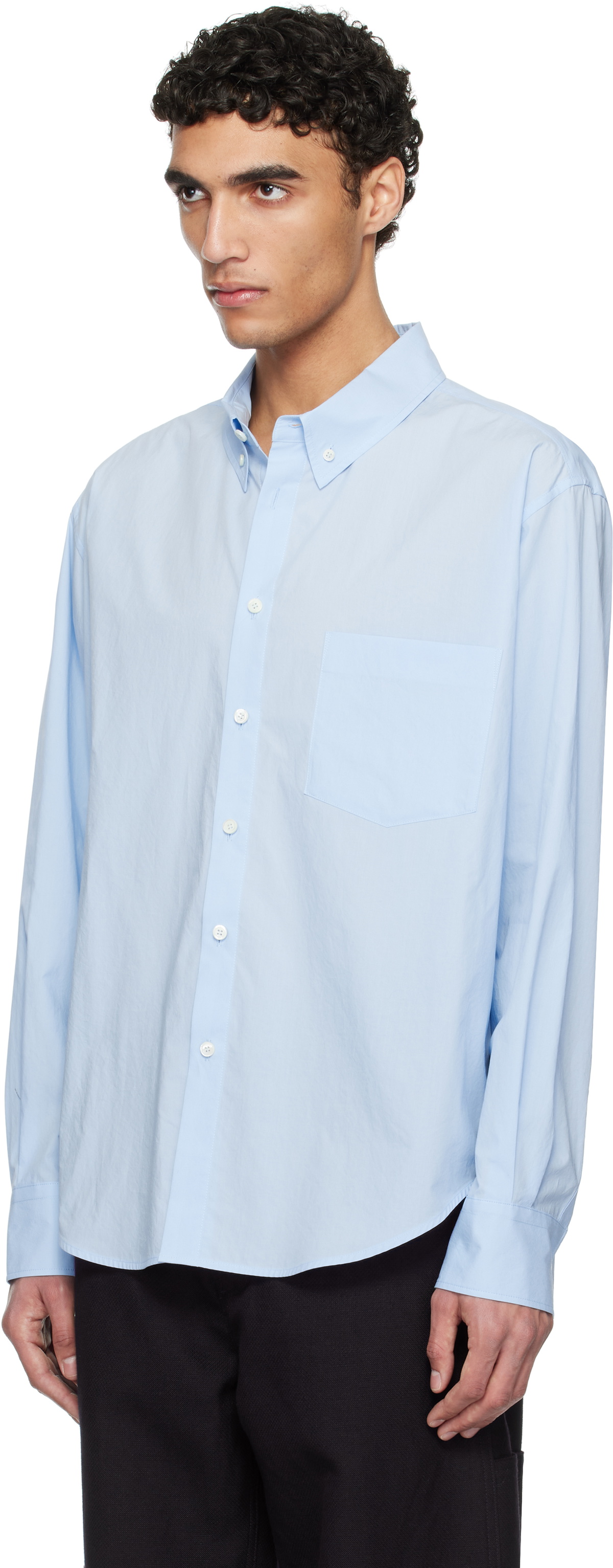 RECTO Blue Button Down Collar Classic Shirt Recto
