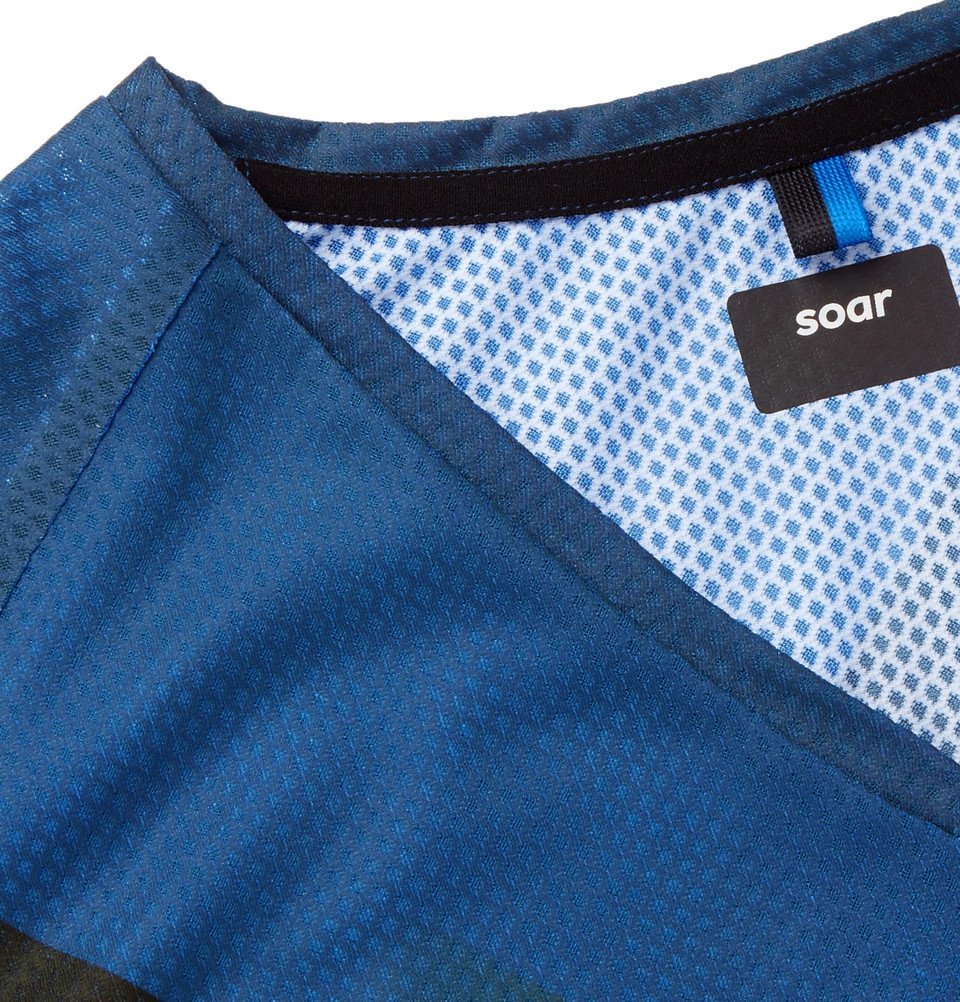 Soar Running - Striped Mesh Tank Top - Navy Soar Running