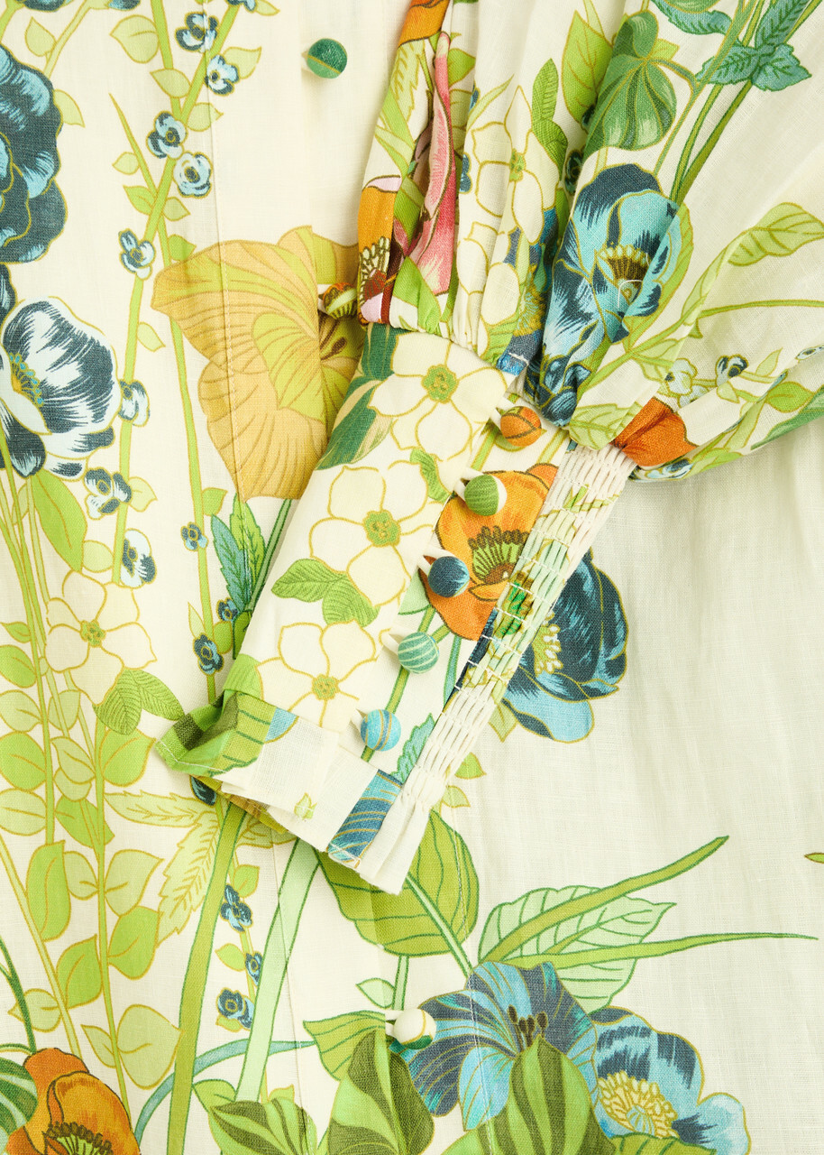 Alemais Constance Floral-print Linen Maxi Shirt Dress Multicoloured ALÉMAIS