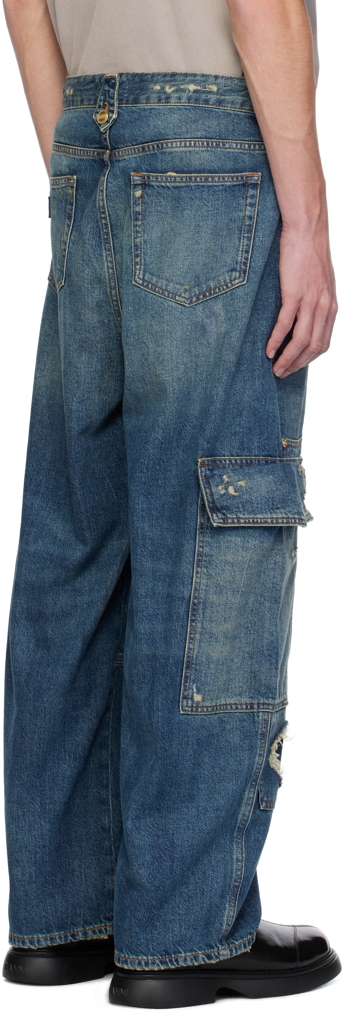 GANNI Blue Heavy Washed Carpenter Jeans GANNI