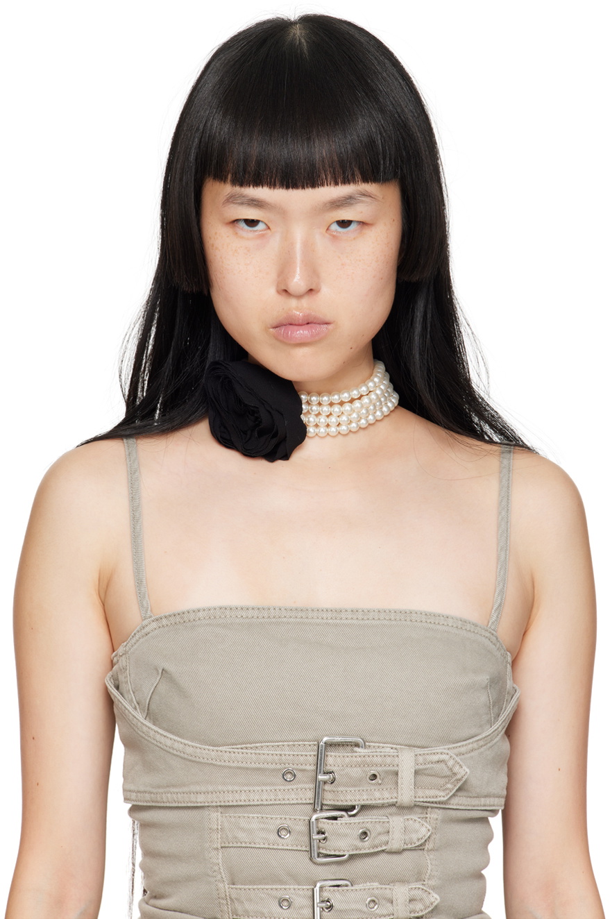 Blumarine White Rose Choker Blumarine