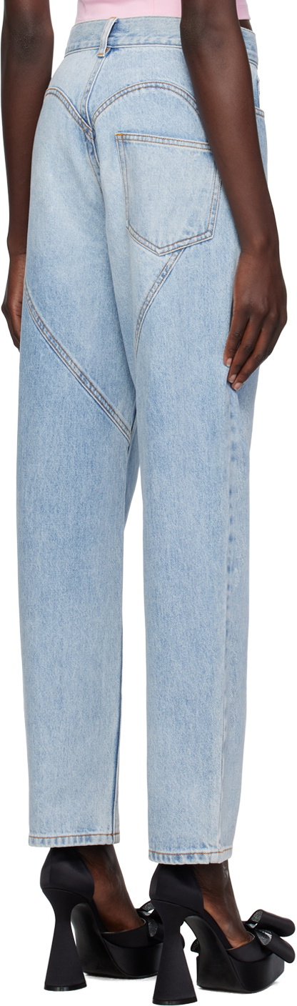 AREA Blue Crystal Slit Jeans AREA