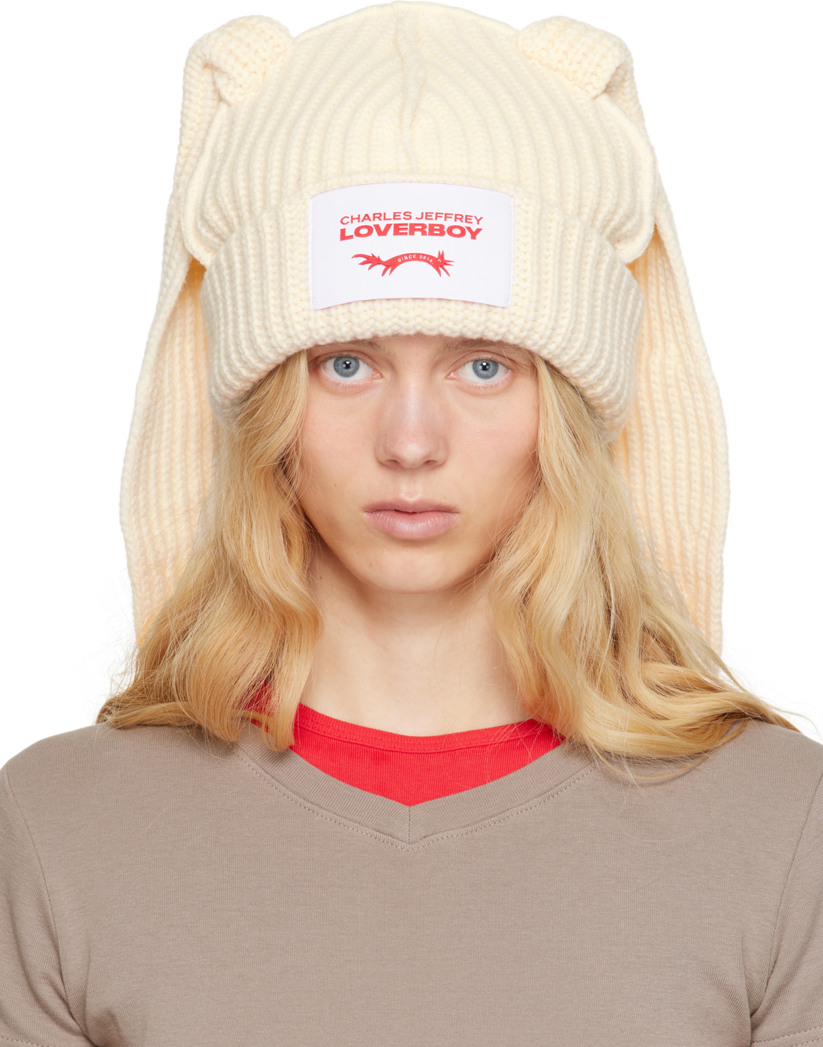 Charles Jeffrey LOVERBOY Burgundy Chunky Ears Beanie Charles Jeffrey ...