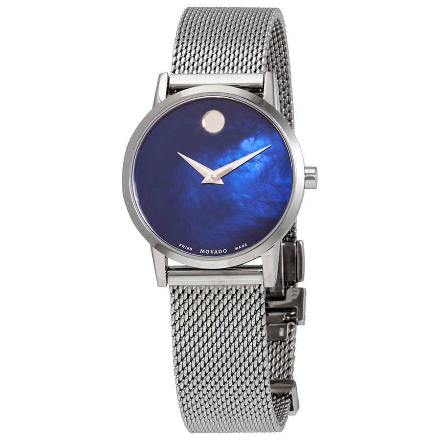 Movado Museum Classic Blue Mother of Pearl Dial Ladies Watch 0607425 Movado