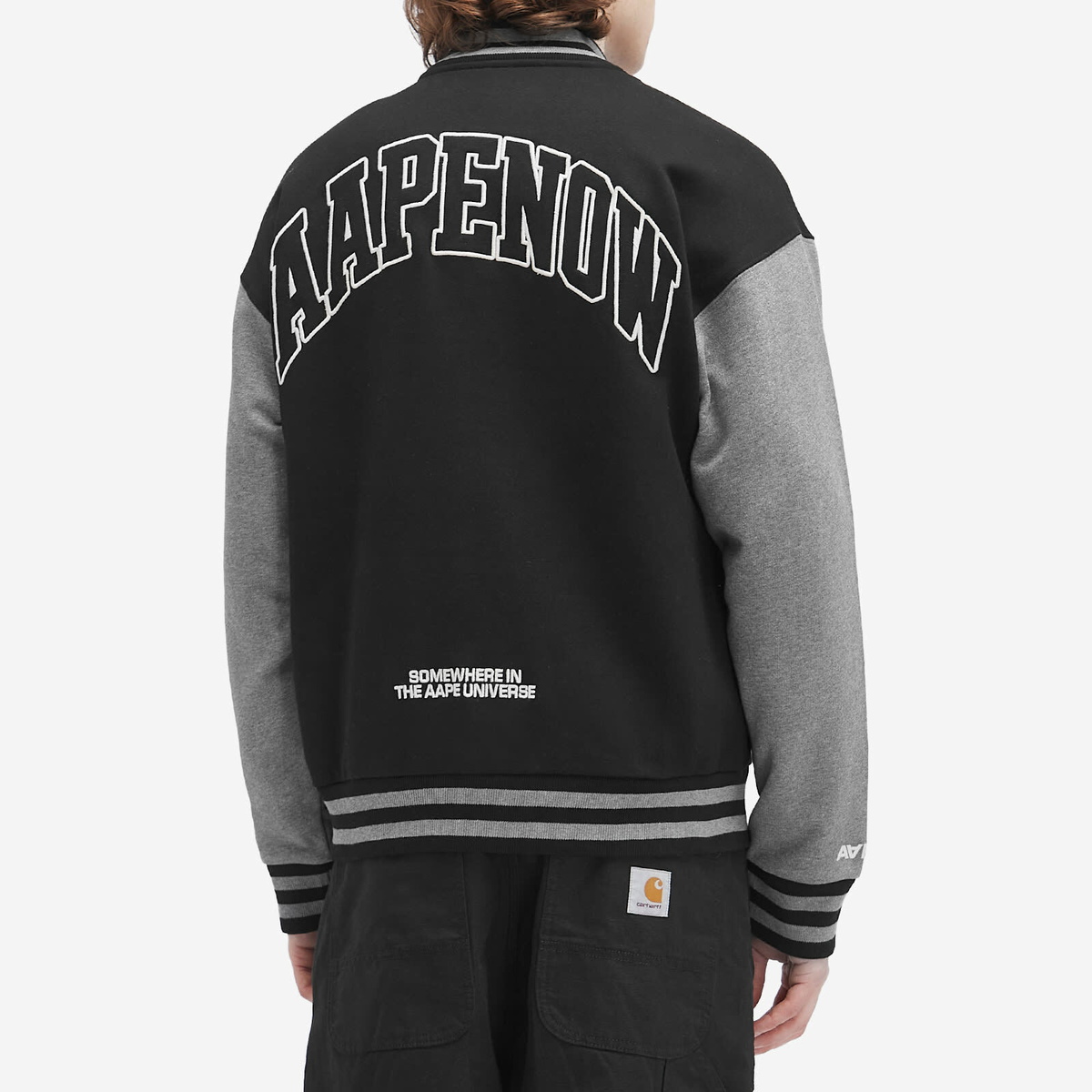 Men's AAPE Now Fleece Baseball Jacket in Black AAPE by A Bathing Ape
