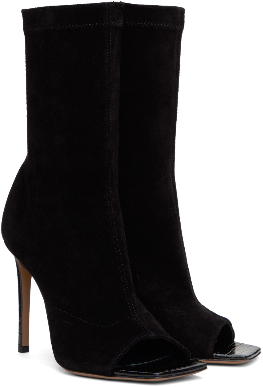 Paris Texas Black Amanda Calf Suede Stretch Ankle Boots Paris Texas