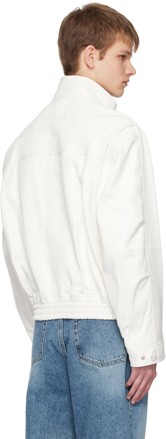 Solid Homme White Cropped Leather Jacket Solid Homme