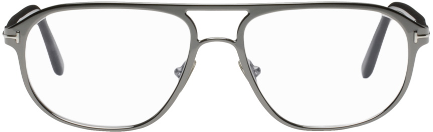 TOM FORD Silver Blue Block Navigator Glasses TOM FORD