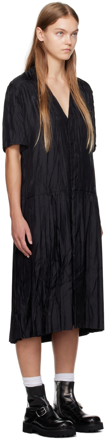 MM6 Maison Margiela Black Pleated Midi Dress MM6 Maison Margiela