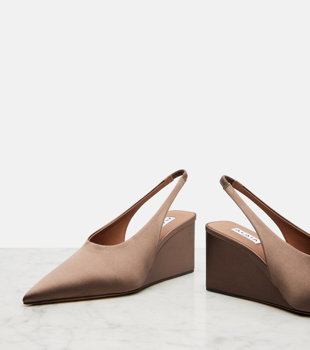 Alaïa Cube 75 satin slingback wedges ALAÏA