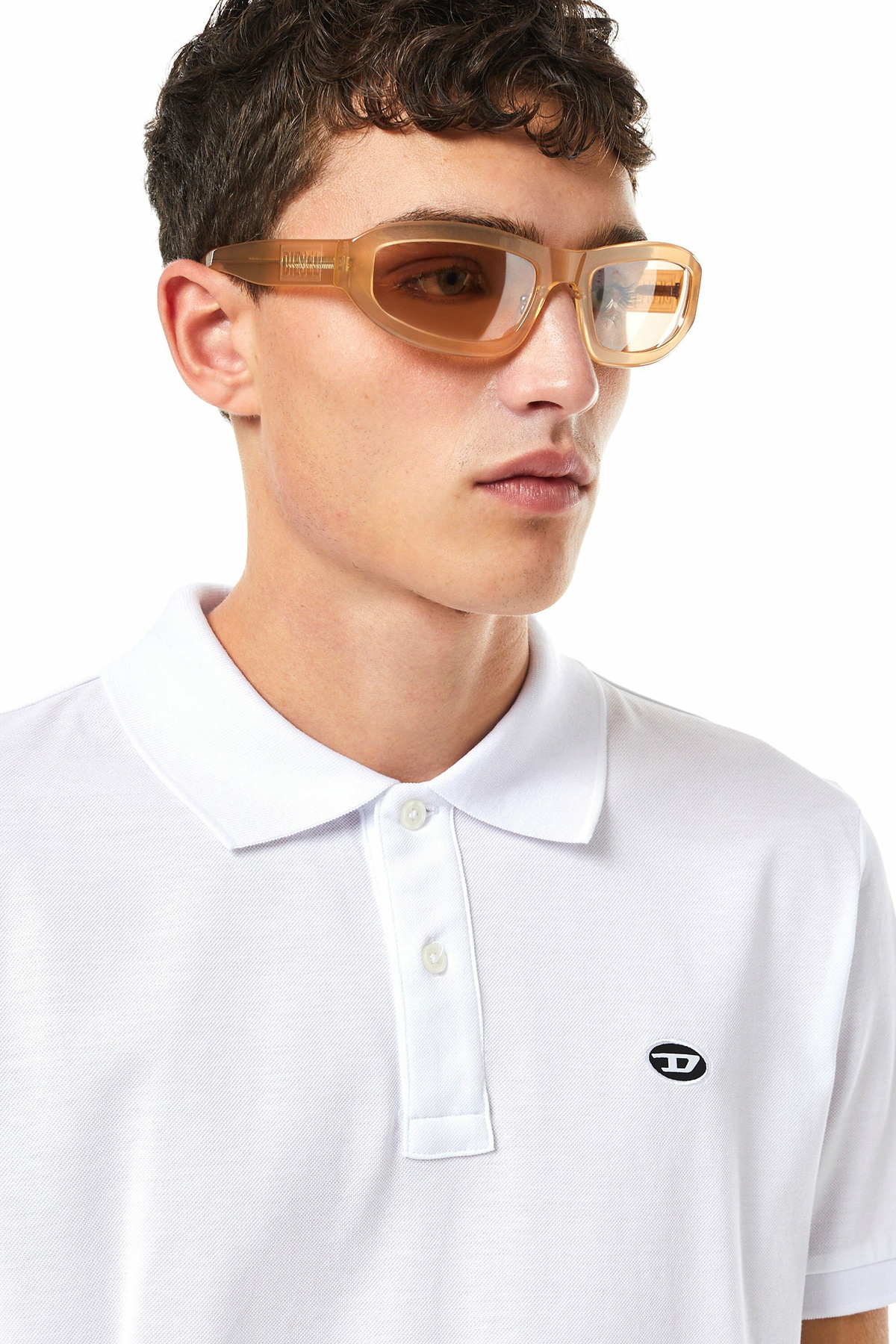 Diesel Polo shirt with oval D patch - Polos Mens in White Diesel