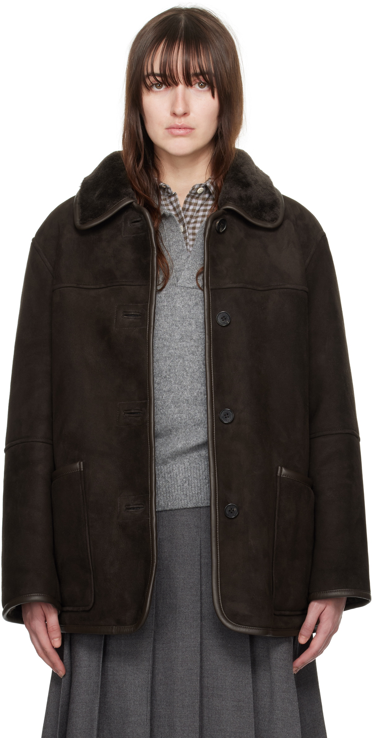 Dunst Brown Reversible Genuine Shearling Jacket Dunst