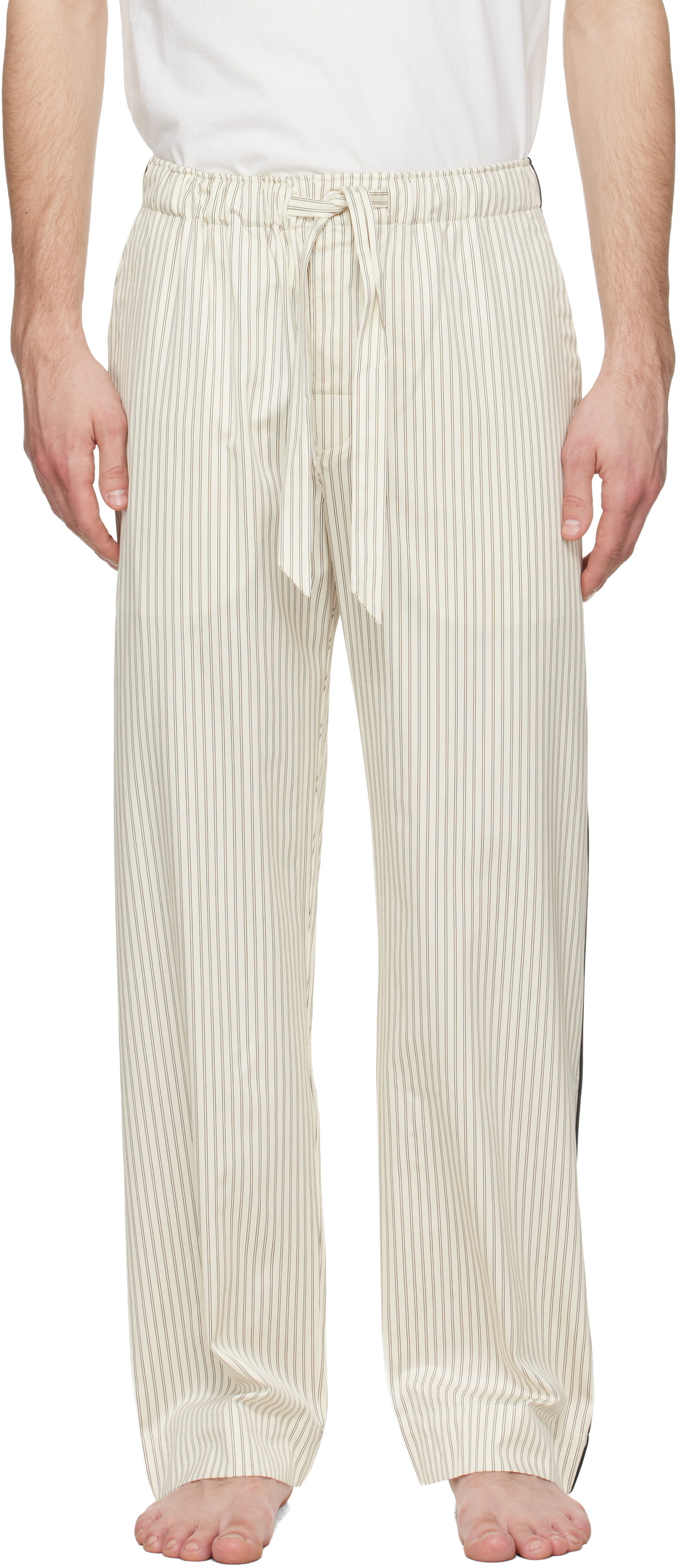 Tekla Beige Sateen Pyjama Pants Tekla Fabrics