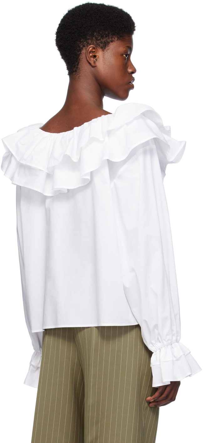 MSGM White Ruffle Blouse MSGM