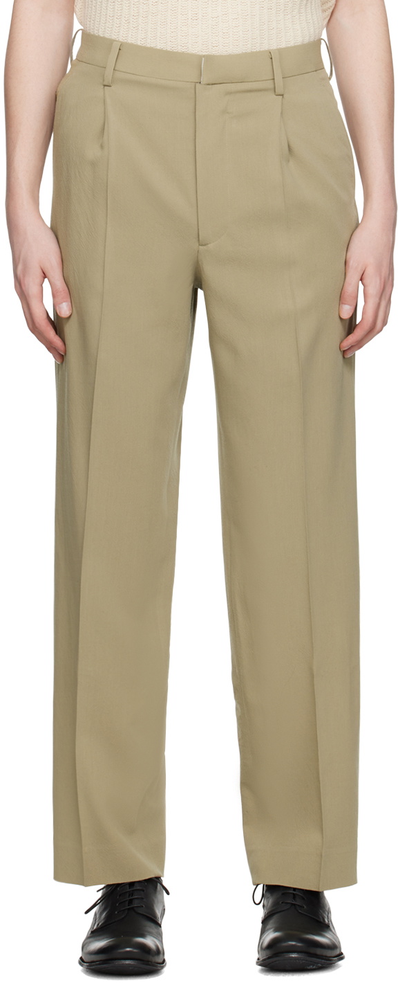 AURALEE Khaki Pleated Trousers Auralee