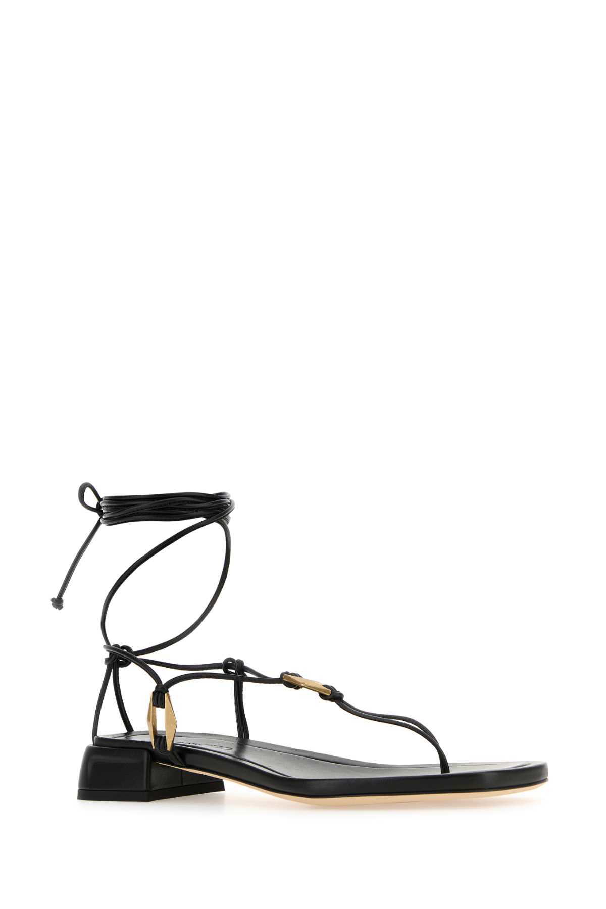 Jimmy Choo Black Nappa Leather Onyxia Thong Sandals Jimmy Choo