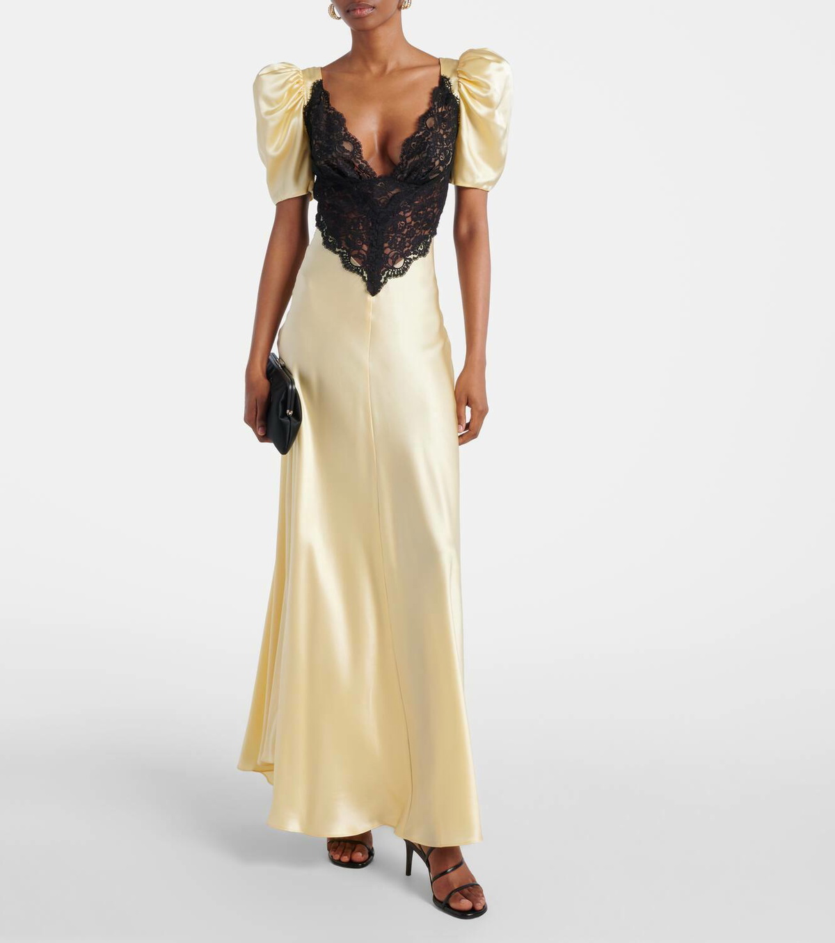 Rodarte Lace-trimmed silk charmeuse gown Rodarte