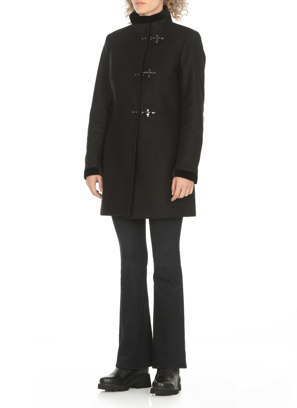 Fay Black Virgin Wool Blend Virginia Coat Fay