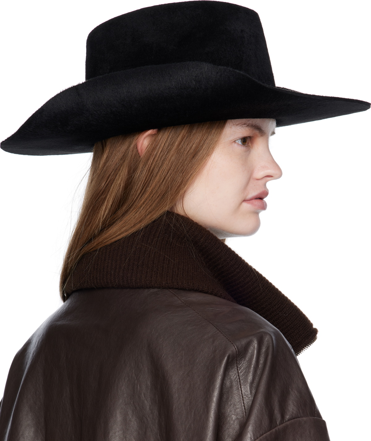 Ruslan Baginskiy Black 'RB' Monogram Cowboy Fedora Ruslan Baginskiy