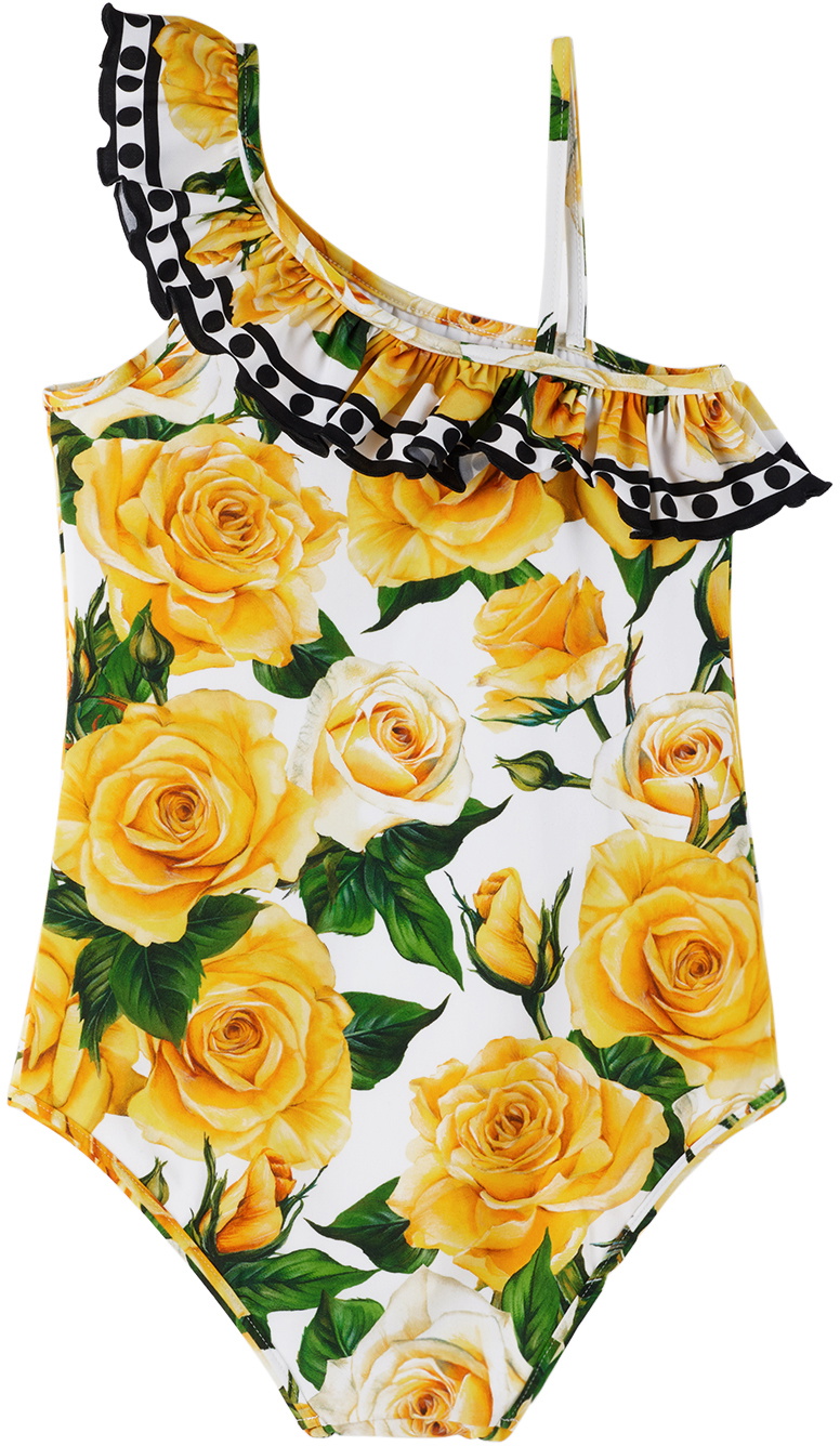 Dolce&Gabbana Kids Yellow Ruffled Swimsuit Dolce & Gabbana