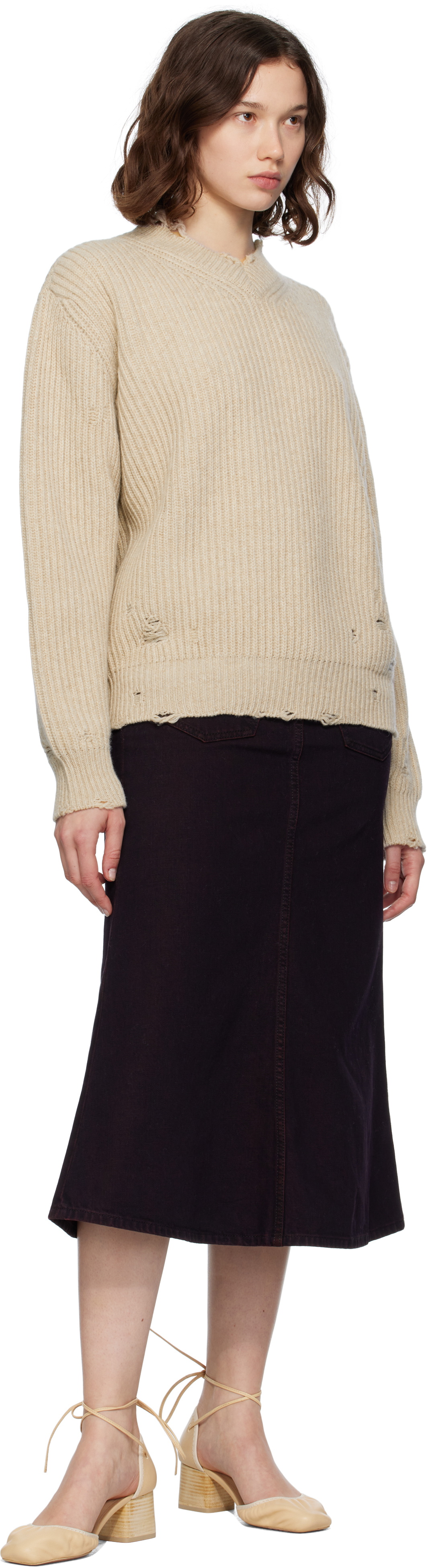 MM6 Maison Margiela Beige Wool Sweater MM6 Maison Margiela