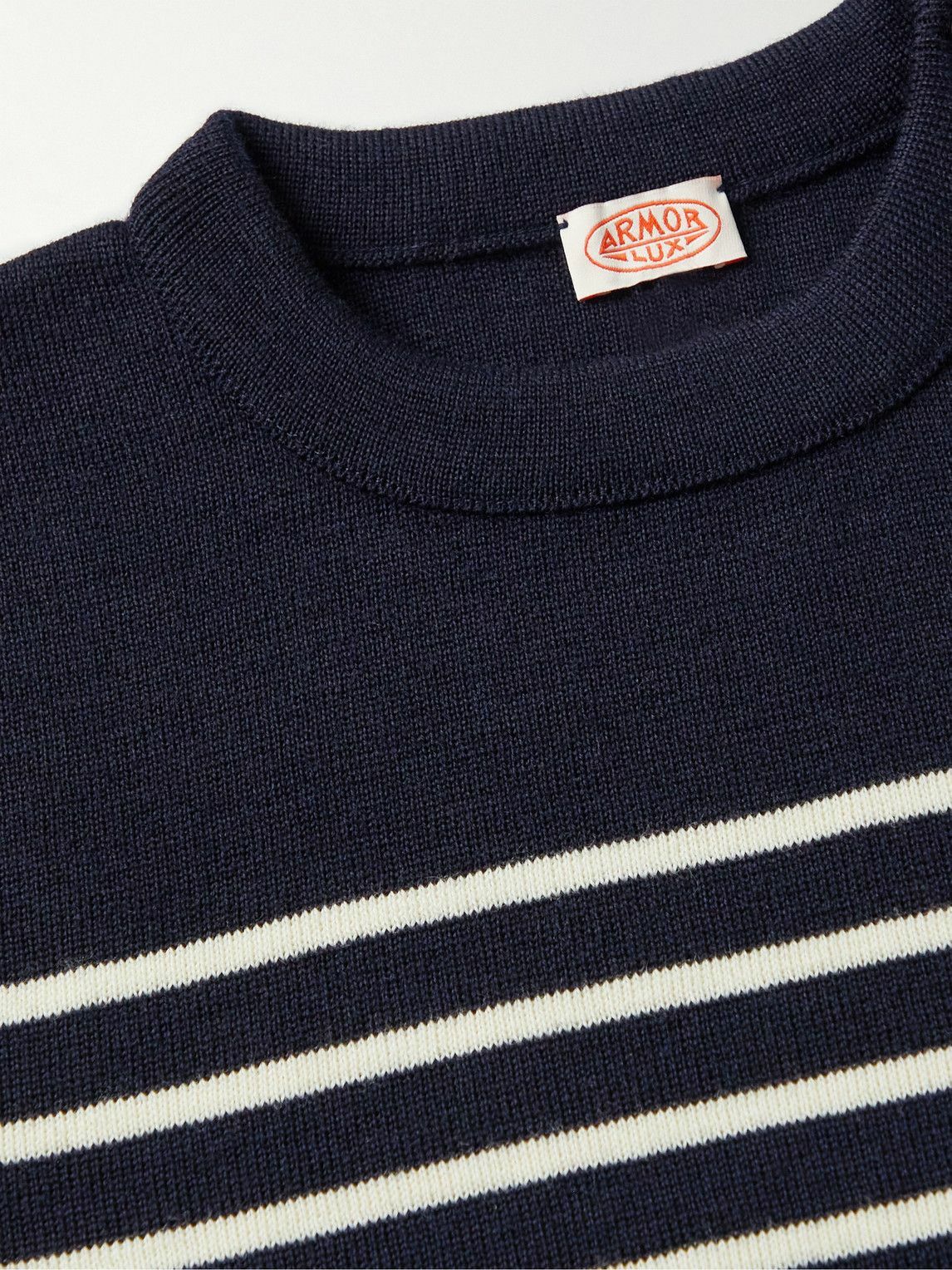 Armor Lux - Molène Logo-Appliquéd Striped Wool Sweater - Blue Armor Lux
