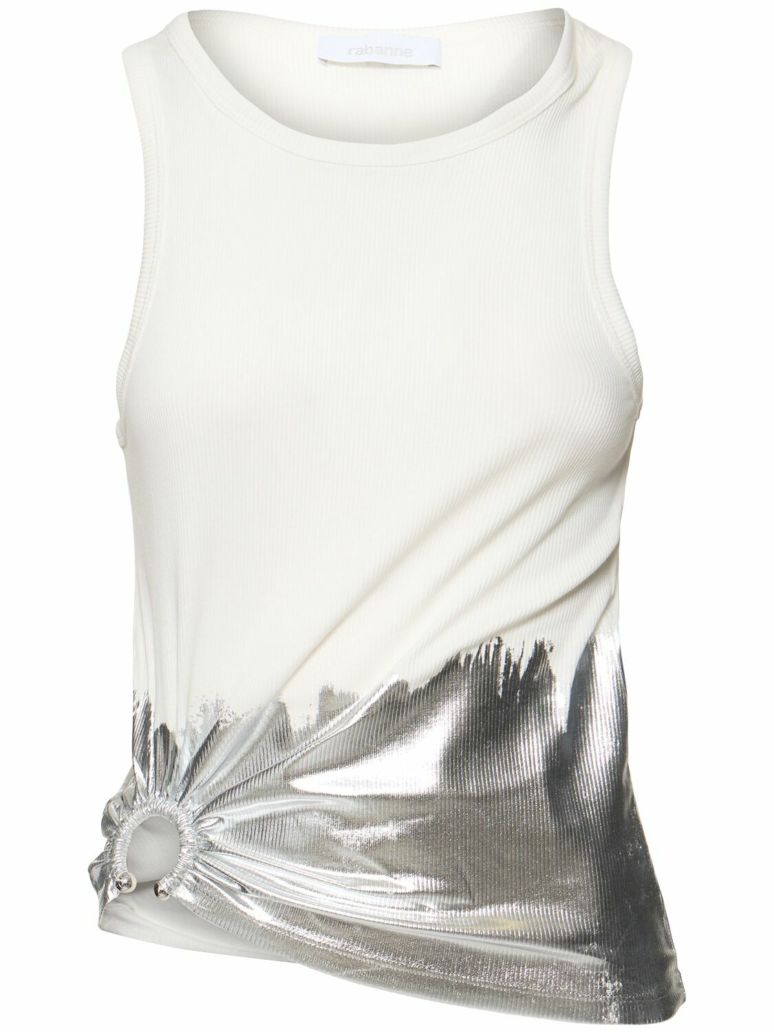 RABANNE Ribbed Cotton Blend Jersey Tank Top Paco Rabanne