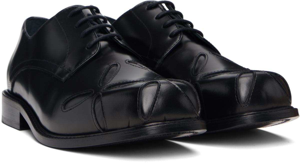 Stefan Cooke Black Slashed Square Toe Derbys Stefan Cooke