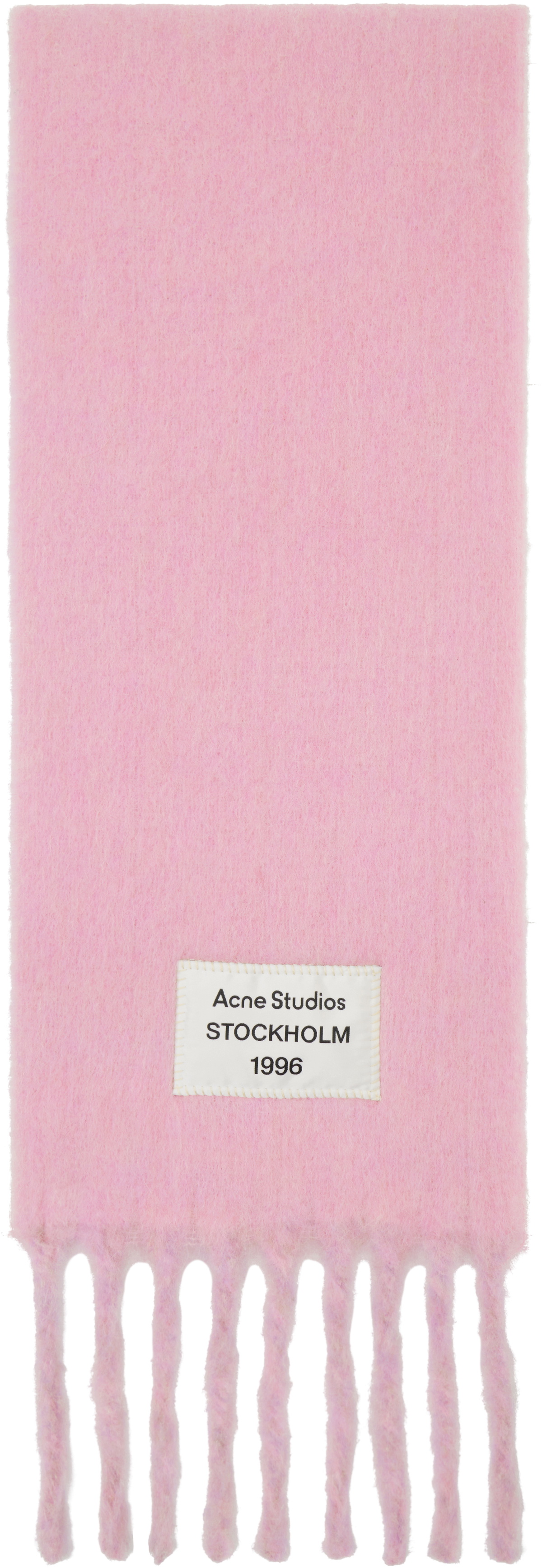 Acne Studios Pink & Purple Logo Label Fringed Scarf Acne Studios