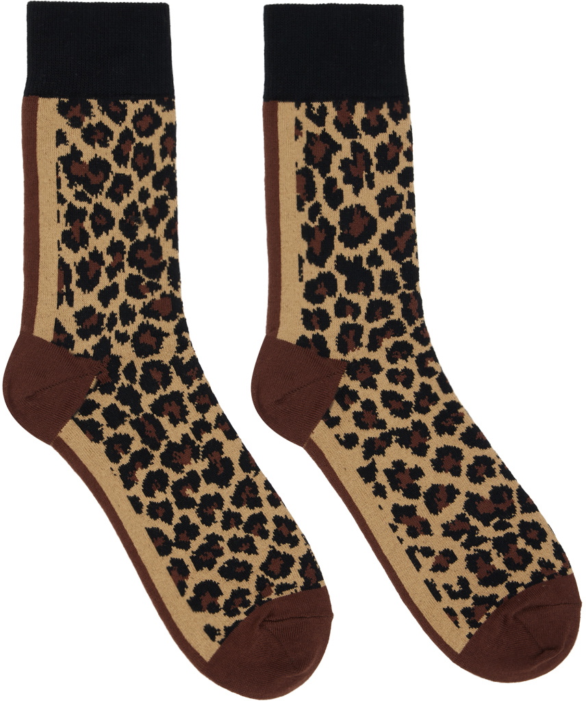 sacai Brown Leopard Socks Sacai