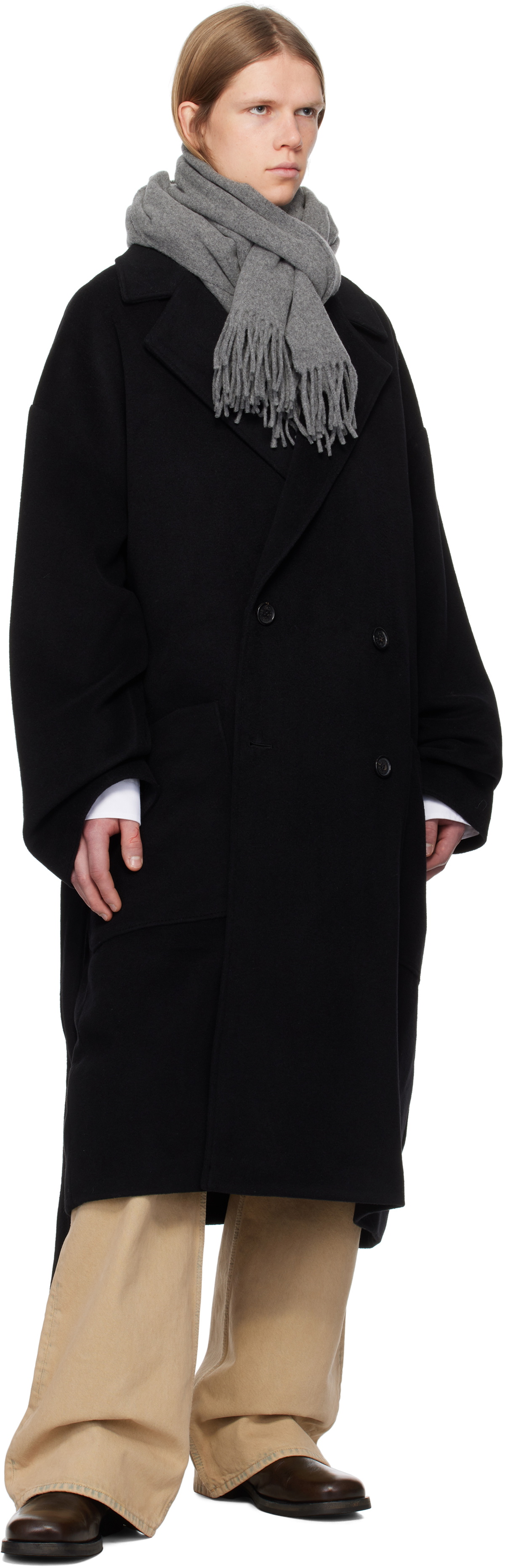 Acne Studios Gray Narrow Fringe Wool Scarf Acne Studios