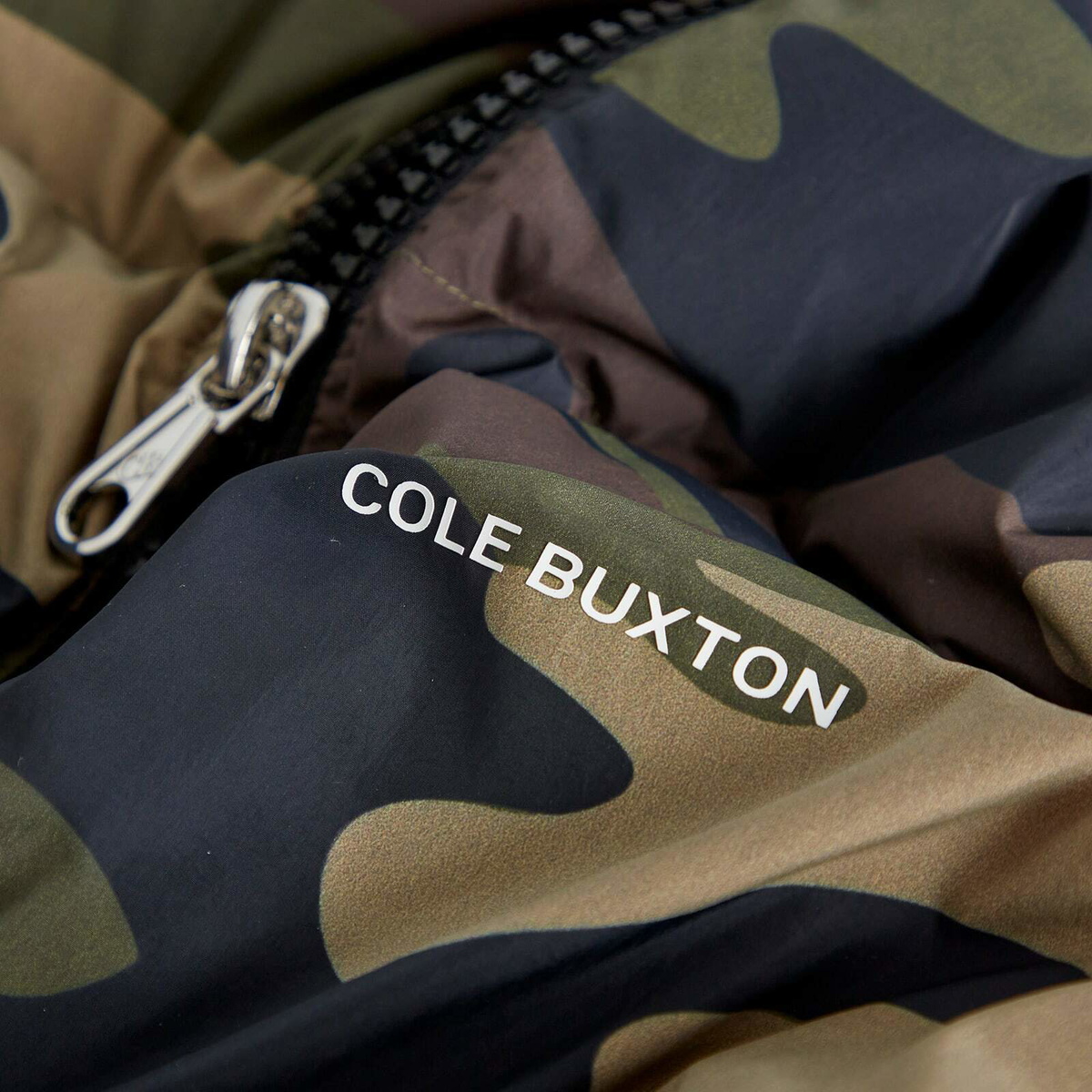 END. x Cole Buxton Hooded Cropped Insulated Puffer in Camo Cole Buxton