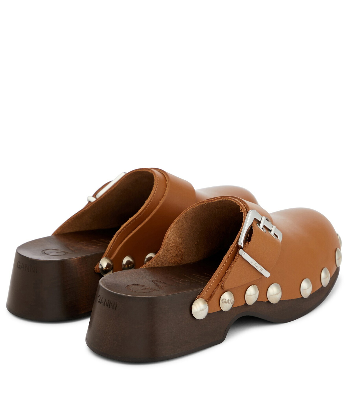 Ganni - Embellished leather clogs GANNI