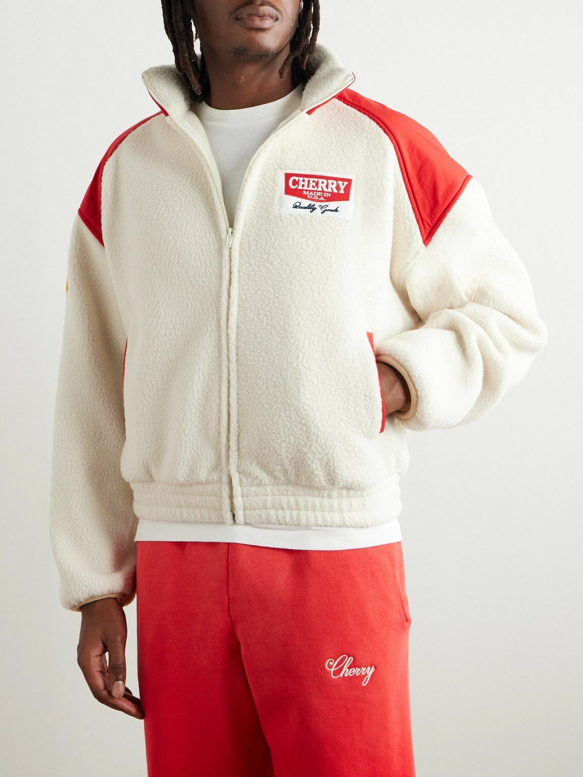 Cherry Los Angeles - Shell-Trimmed Logo-Appliquéd Fleece Jacket ...