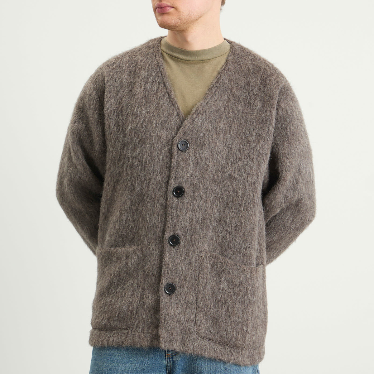 Our Legacy Men's Hairy Wool Cardigan in Mole Our Legacy