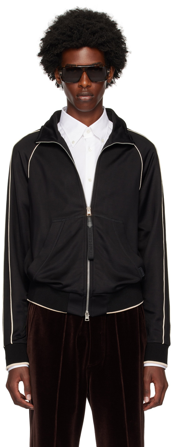 TOM FORD Black Piping Zip Sweatshirt TOM FORD