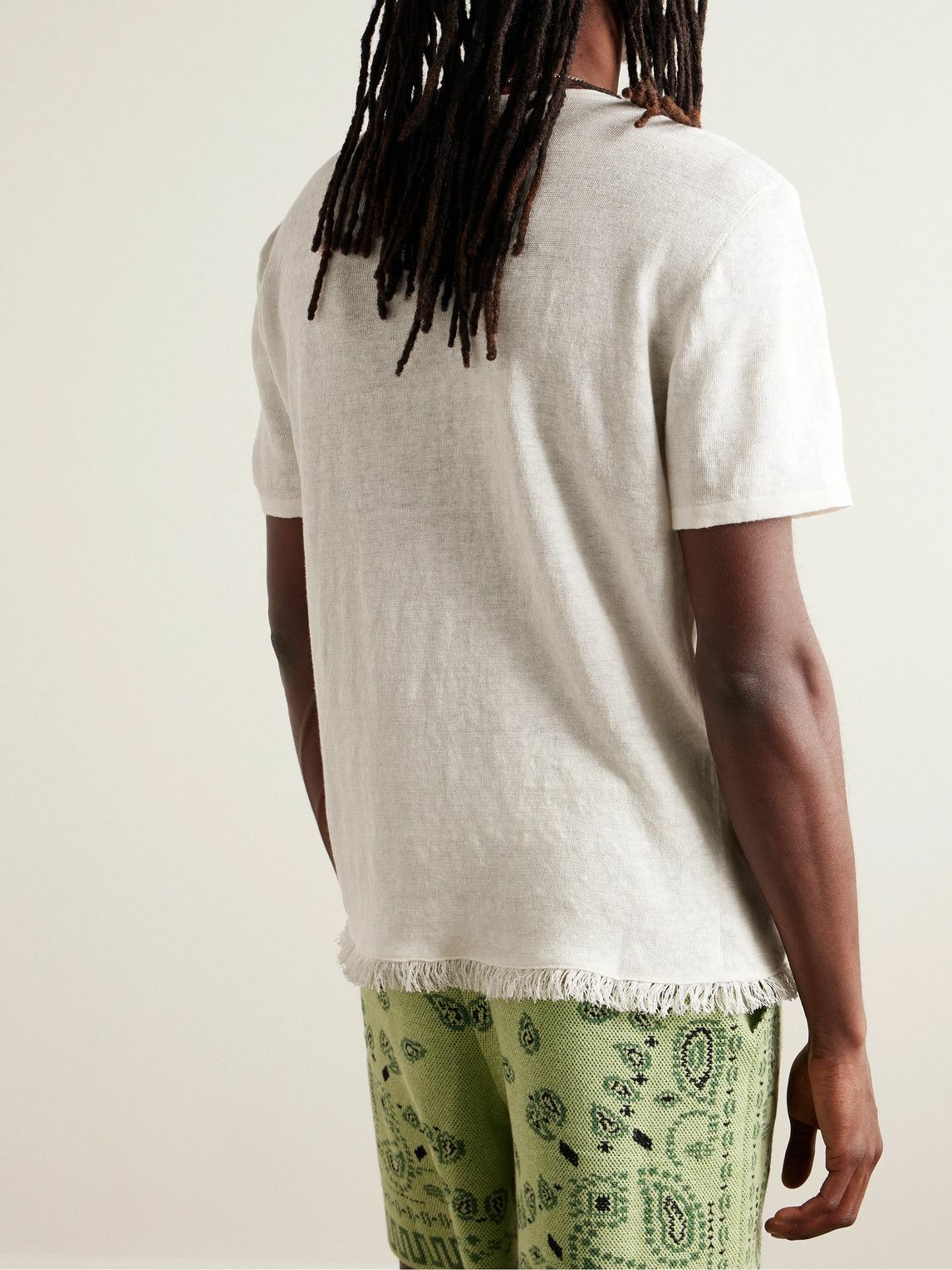 Alanui - Logo-Embroidered Fringed Linen-Jersey T-Shirt - Neutrals Alanui