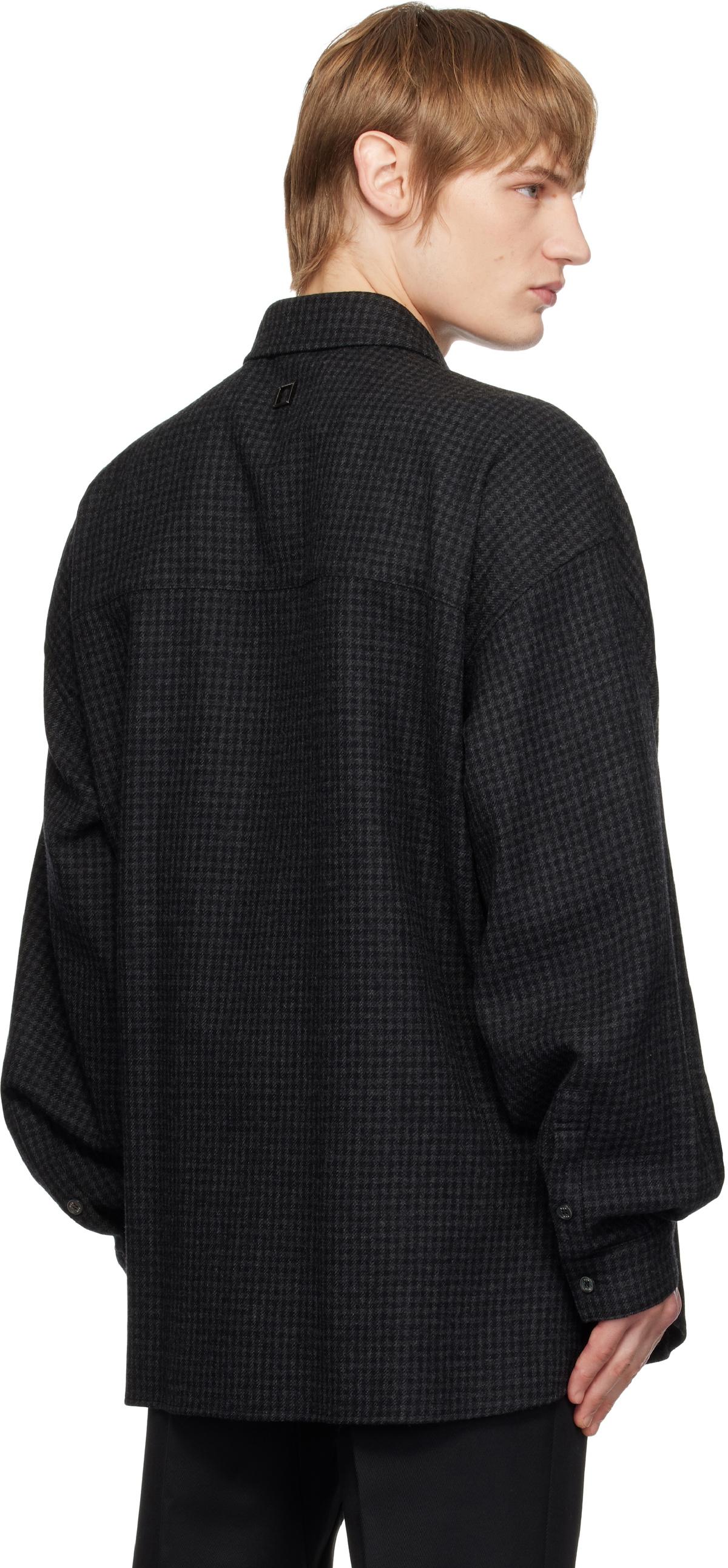 WOOYOUNGMI Black Wool Check Shirt Wooyoungmi