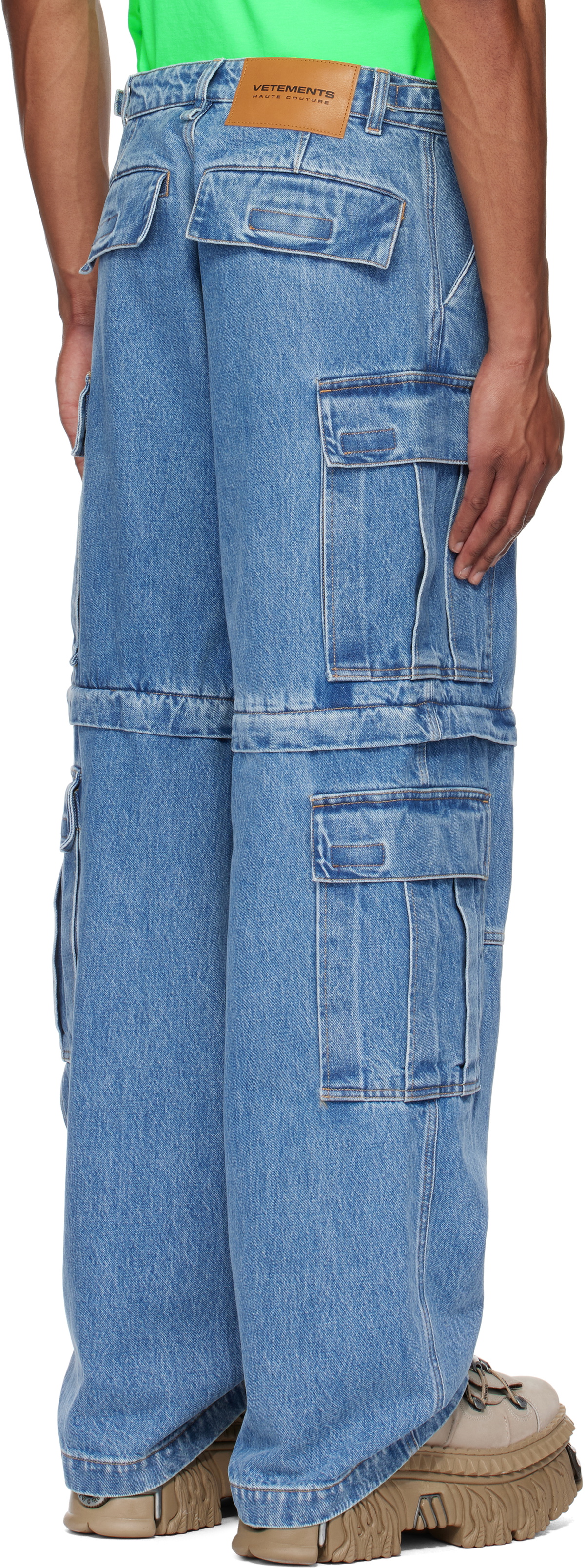 VETEMENTS Blue Convertible Denim Cargo Pants Vetements